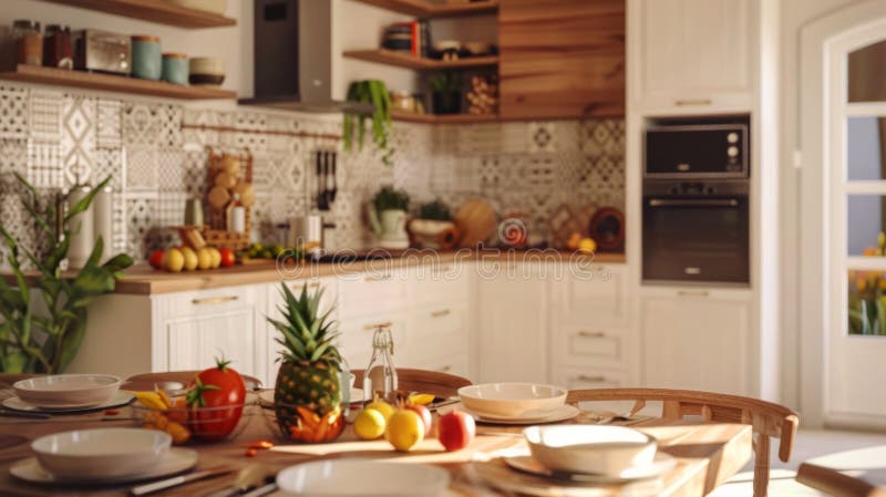 Kitchen Backdrop with Captivating Patterns Stock Illustration ...
