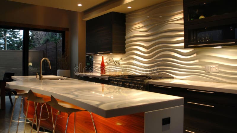 Kitchen Backdrop with Dynamic Patterns Stock Illustration ...