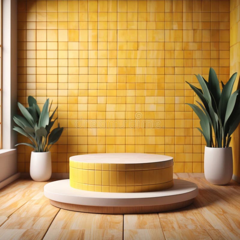Kitchen Background Podium Product Display Wall Table Empty 3d Pedestal ...