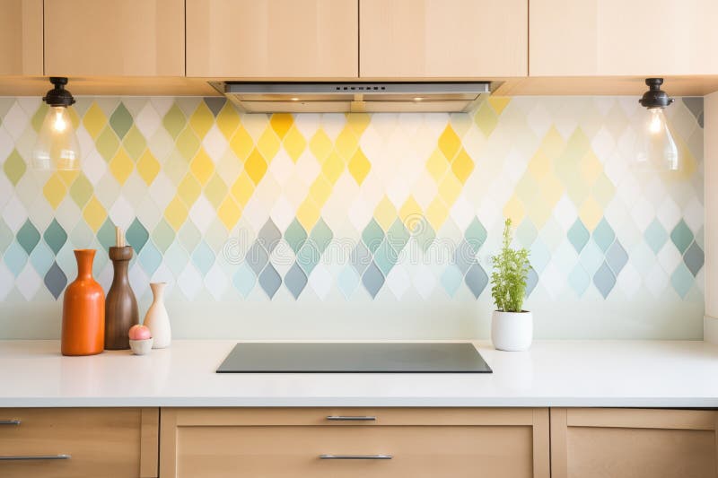 Kitchen Backsplash Tiles Arranged by Color Gradient Stock Illustration ...
