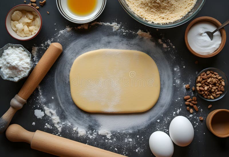 Kitchen Baking Essentials Arranged on Counter Stock Photo - Image of ...