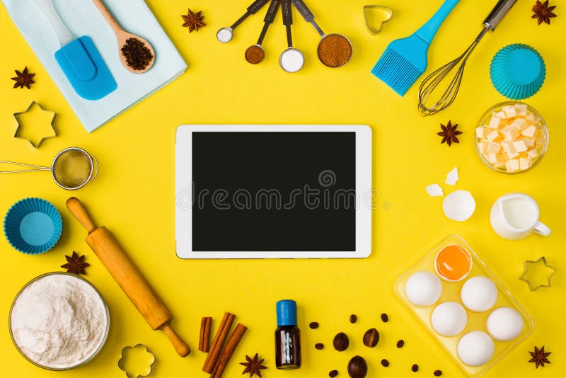 Kitchen Baking Tablet Mobile Application Service Website Mockup Stock ...