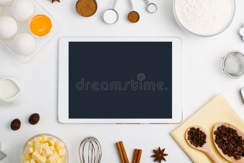 Kitchen Baking Tablet Mobile Application Service Website Mockup Stock ...