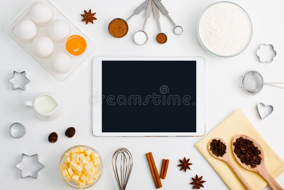 Kitchen Baking Tablet Mobile Application Service Website Mockup Stock ...