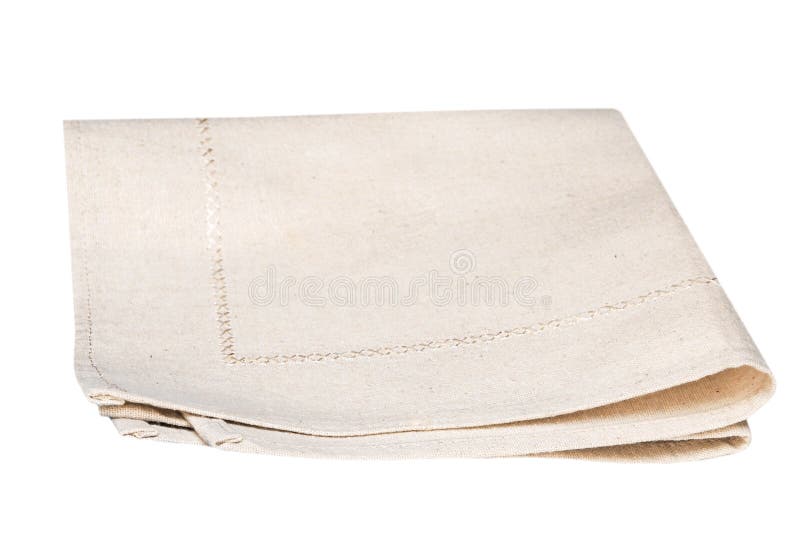 Kitchen Beige Towel Folded Isolated on White. Stock Image - Image of ...