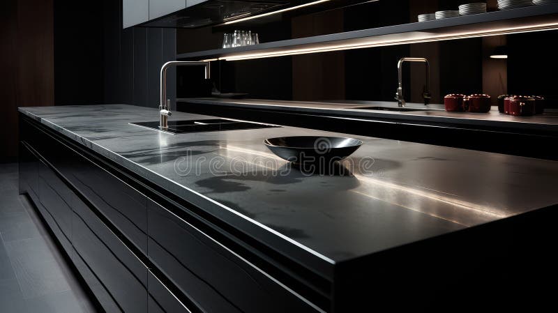 Kitchen Black Glossy Texture Stock Illustration - Illustration of ...