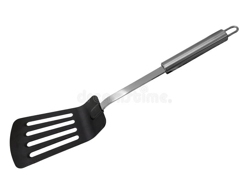 Kitchen Black Silicone Rubber Spatula with Stainless Steel Handle Stock ...