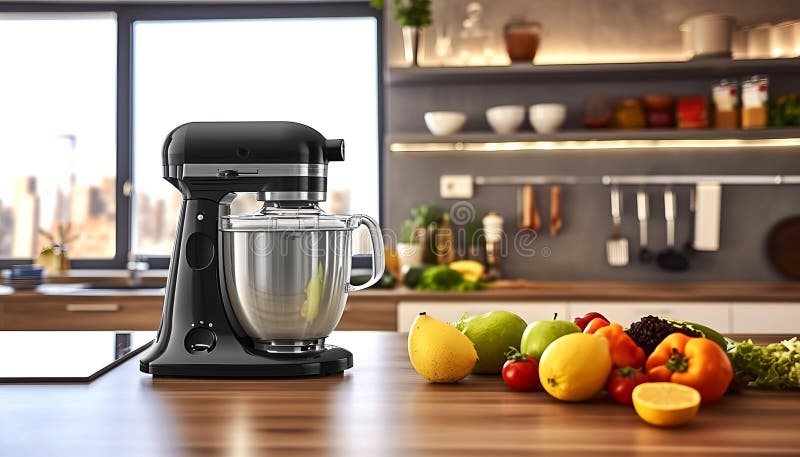 Kitchen Blender in Modern Kitchen Interior Stock Illustration ...