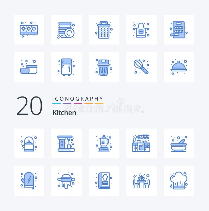 20 Kitchen Blue Color Icon Pack Like Cooking Mortar Food Kitchen ...
