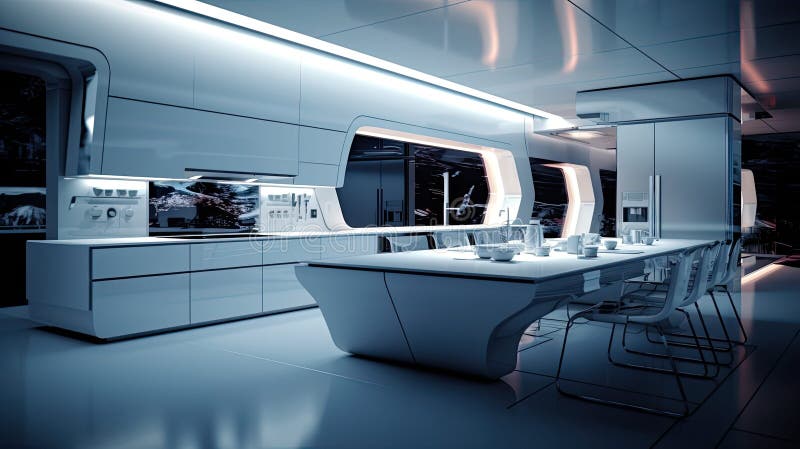 Kitchen Blurred 3d Interior Stock Illustration - Illustration of ...