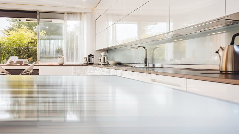 Kitchen Blurred House Interior White Stock Illustration - Illustration ...