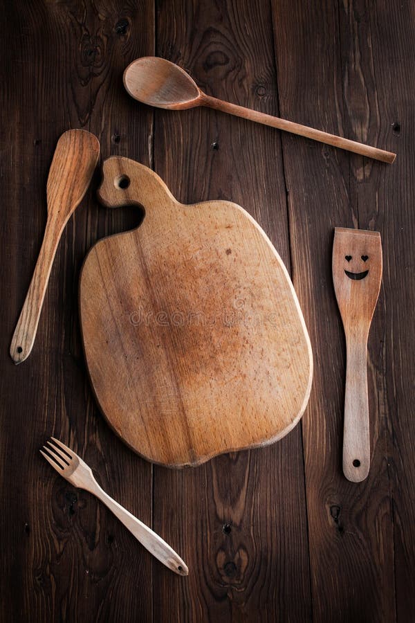 Kitchen Board on Wood Table Stock Photo - Image of spoon, home: 62563828