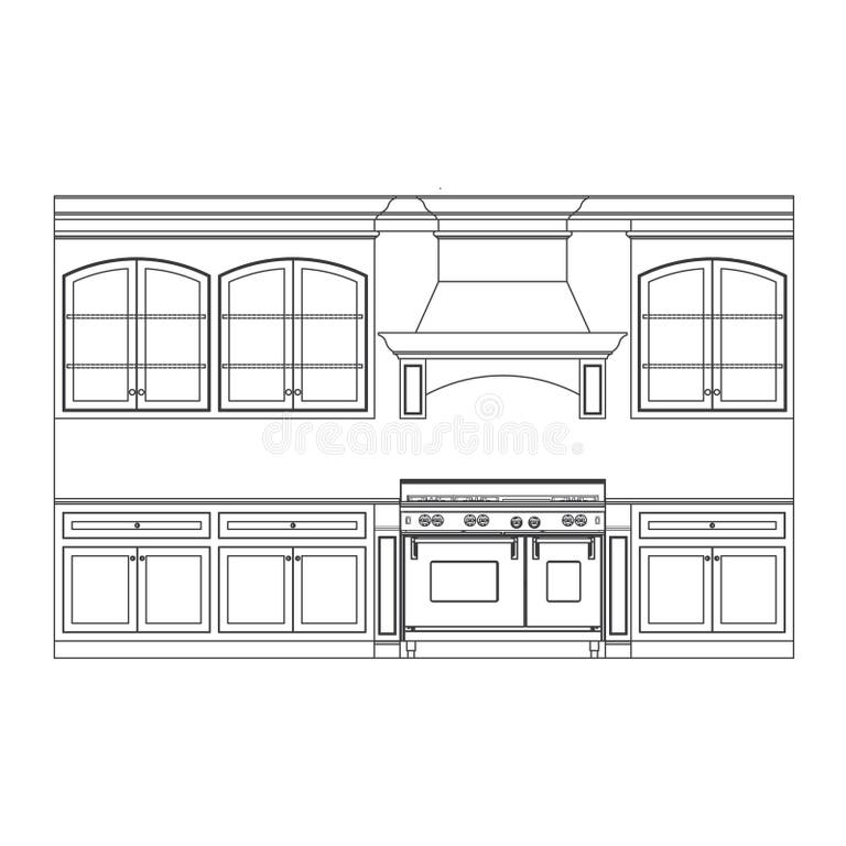 Cabinet Drawing Kitchen Line Stock Illustrations – 650 Cabinet Drawing ...