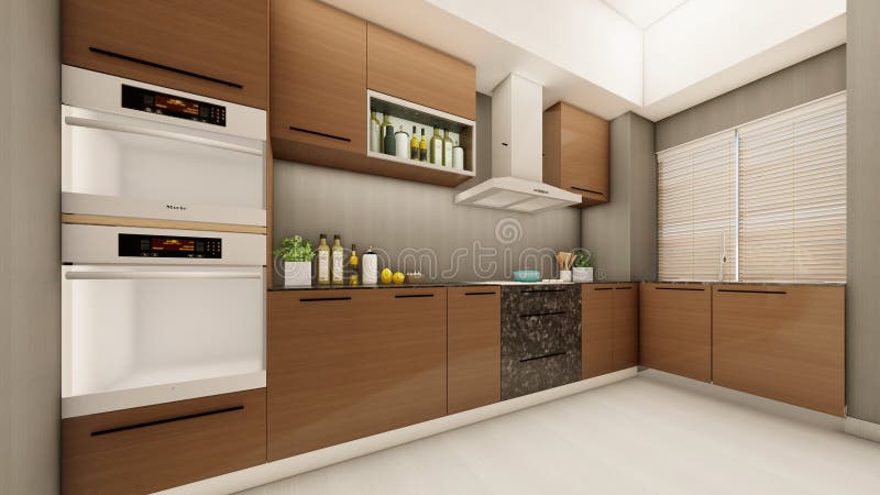 Kitchen Cabinets with Built in Features Stock Illustration ...