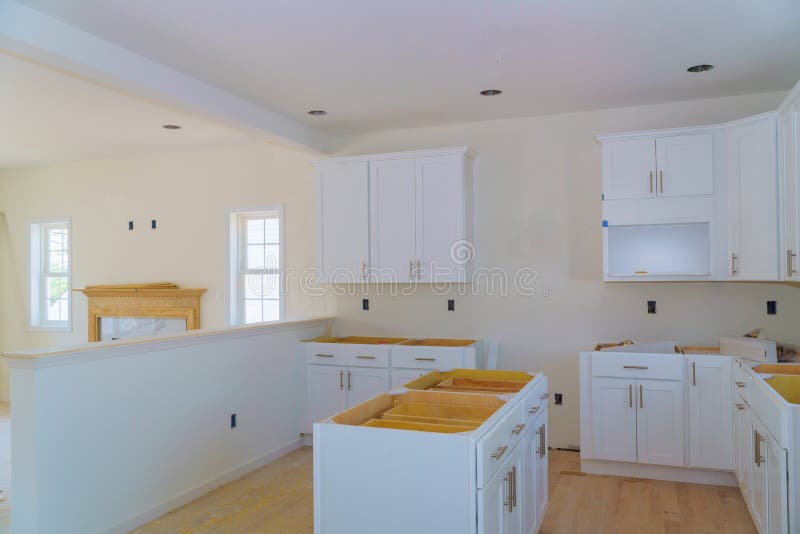 Custom Kitchen Cabinets of Installation Base of Kitchen Cabinets Stock ...