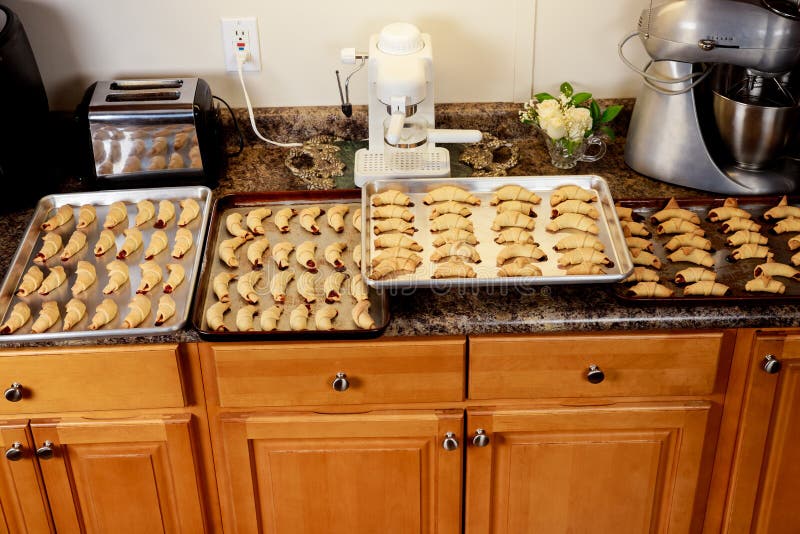 Kitchen Cabinets and Kitchen Tools with Baked Cookies Stock Photo ...