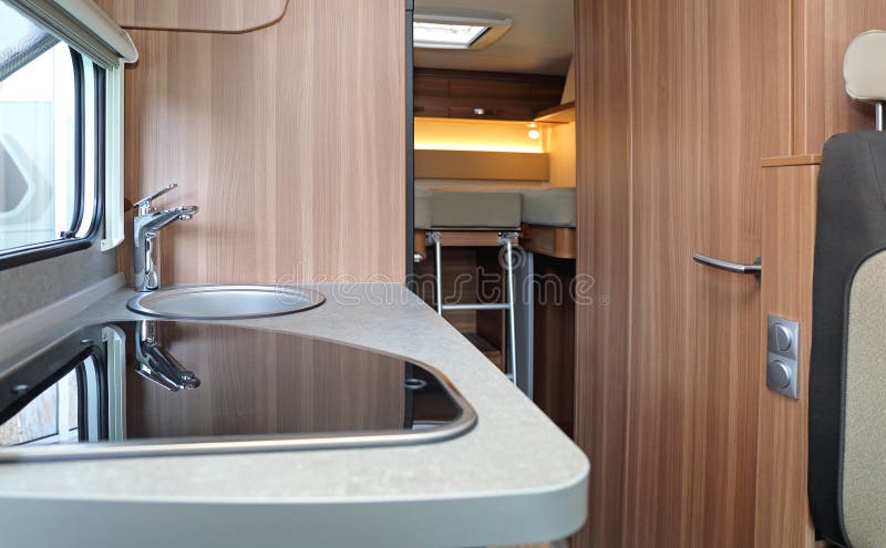 Kitchen Campervan stock photo. Image of counter, camper - 85246066