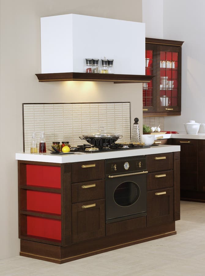 Kitchen case with an oven stock image. Image of warmth - 24787503