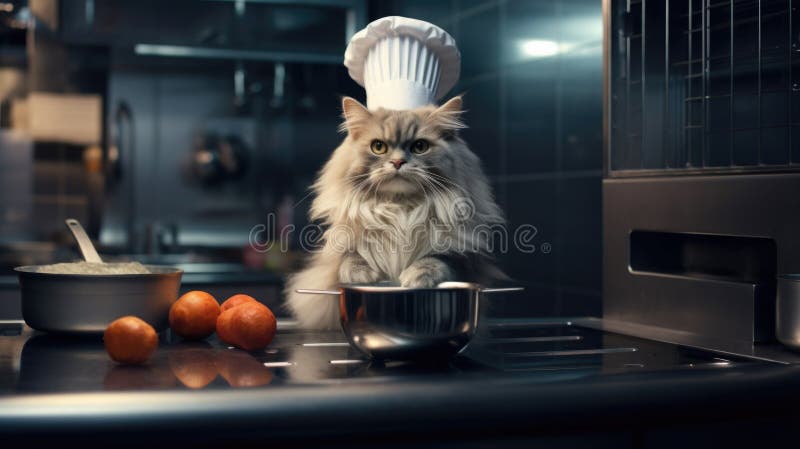 Kitchen Cat in Chef S Hat Creating Culinary Magic Stock Photo - Image ...