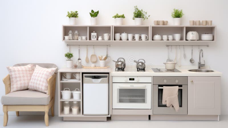 A Kitchen with a Chair and a Sink Stock Illustration - Illustration of ...
