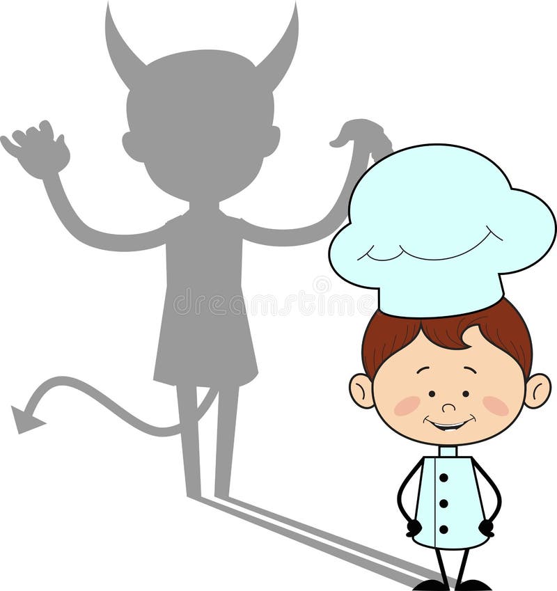 Kitchen Character Chef - Devil Person Standing with Fake Smile Stock ...
