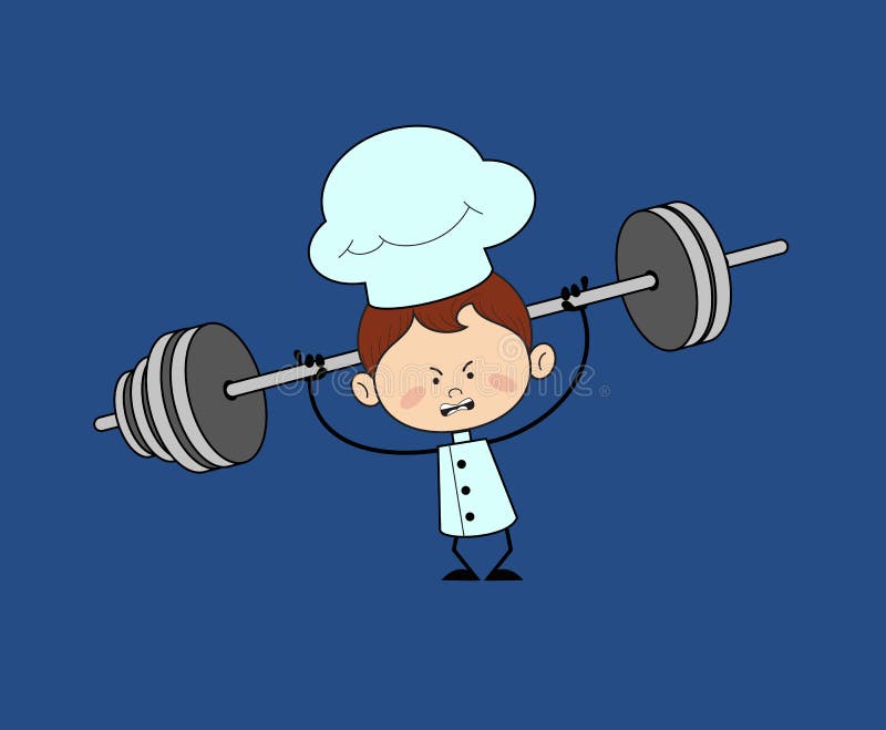 Kitchen Character Chef - Doing Weight Lifting Stock Vector ...