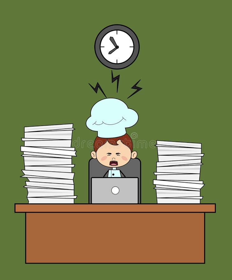 Kitchen Character Chef - Frustrated from Office Work Stock Vector ...