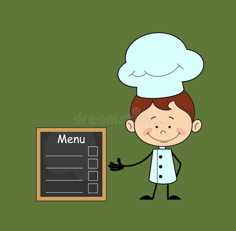 Kitchen Character Chef - Presenting Menu List Stock Vector ...