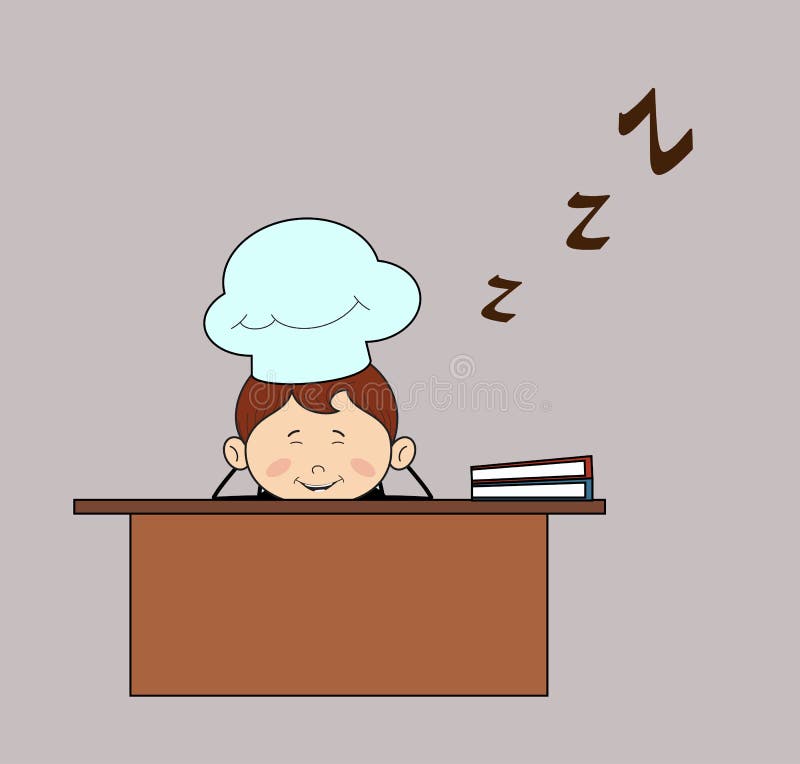 Tired chef hat cartoon stock illustration. Illustration of tired - 48652961