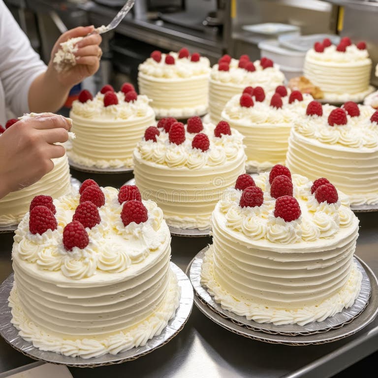 In a Kitchen, a Chef is Busy Preparing a Dessert As Another Man Works ...