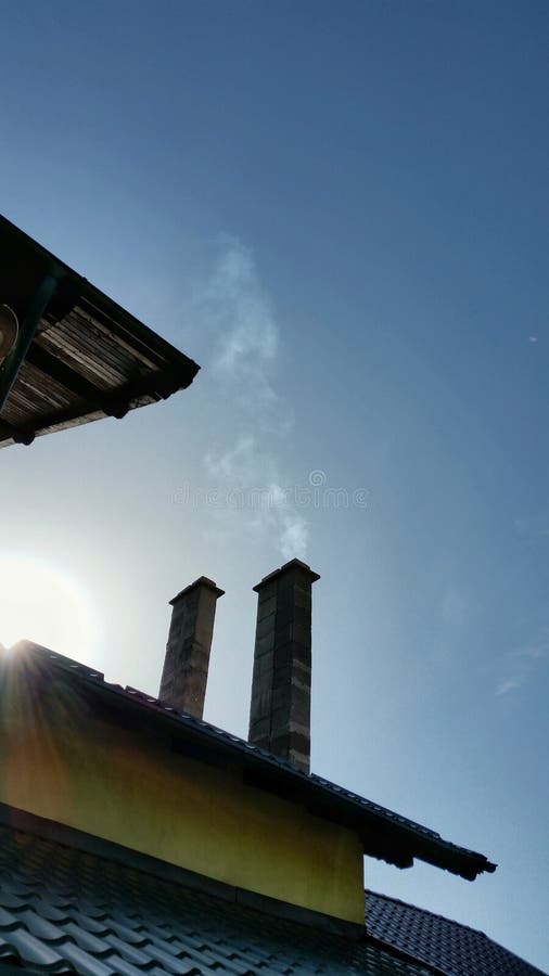 Kitchen chimney smoke stock image. Image of outdoors - 263299009