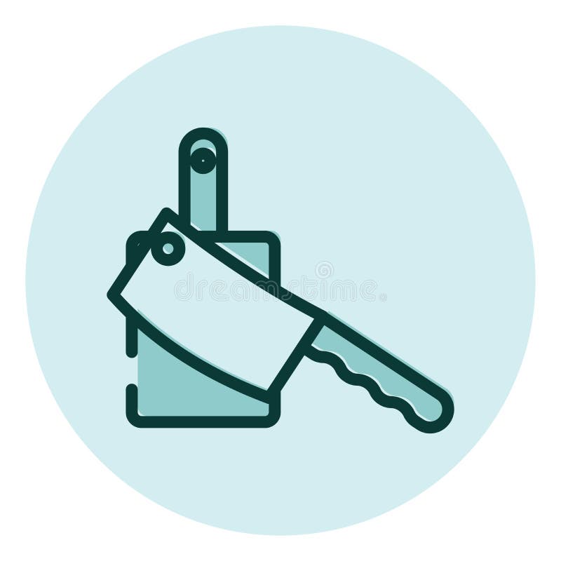 Kitchen Chopping Board and Cleaver, Icon Stock Vector - Illustration of ...