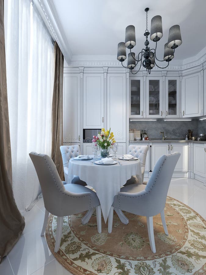 Kitchen in classical style stock image. Image of marble - 46214177