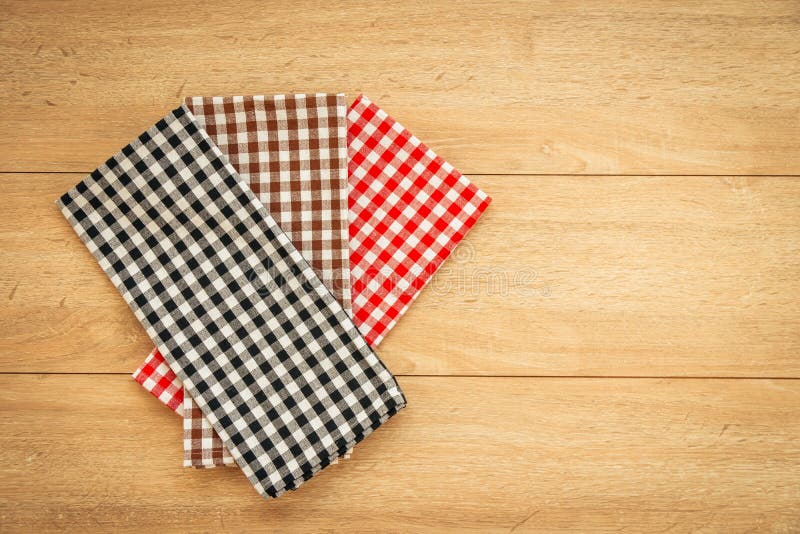 Kitchen Cloth on Wood Table Stock Photo - Image of texture, fabric ...