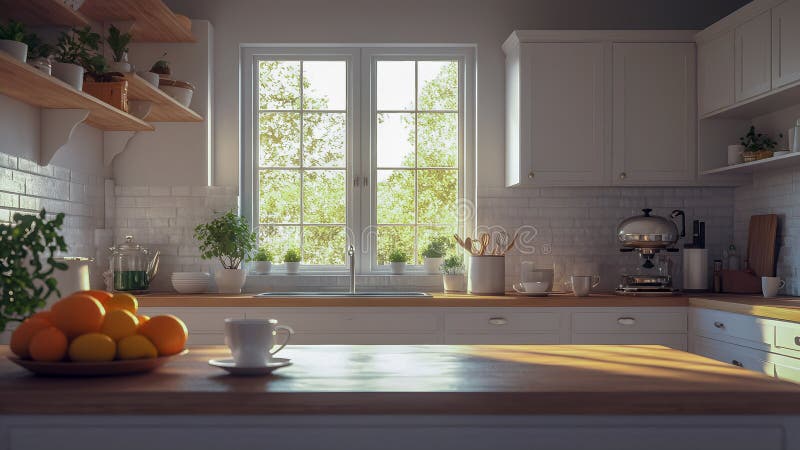 Kitchen with Coffee and Morning Sun Stock Illustration - Illustration ...