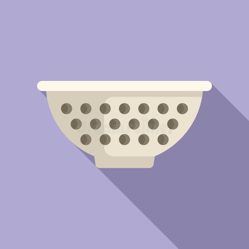 Kitchen Colander Tool Icon Flat Vector. Sieve Bowl Stock Vector - Illustration of cooking ...