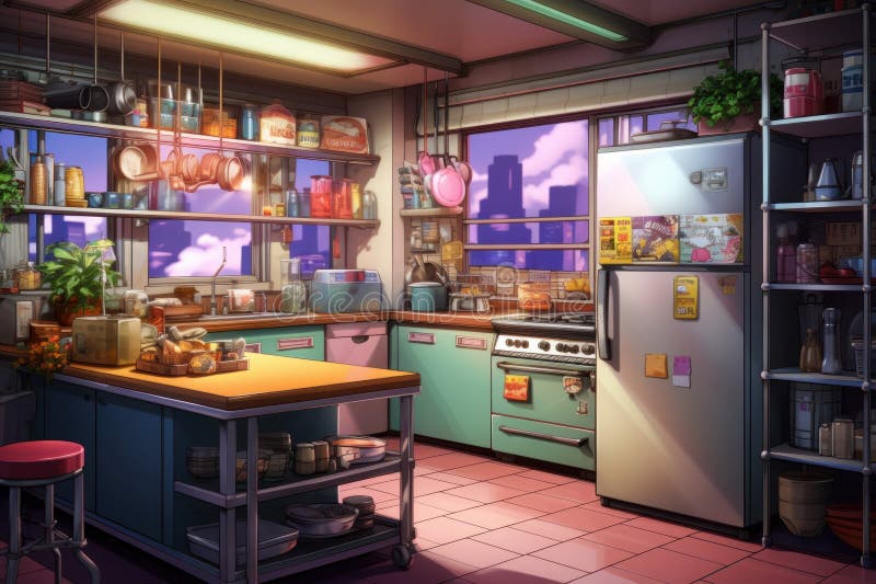 Kitchen Colorful Anime Visual Novel Game. Generate Ai Stock ...
