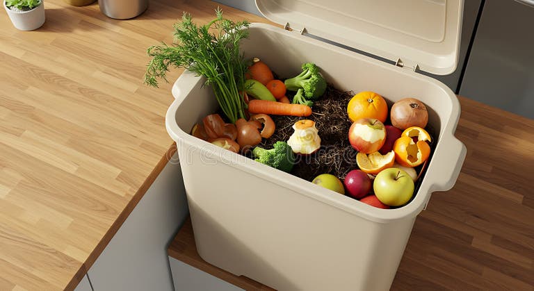 Kitchen Compost Bin stock illustration. Illustration of furniture ...