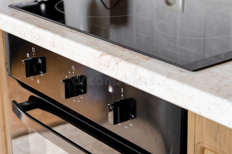 Kitchen Concept. the Cooking Surface and Oven are Built into Kitchen ...