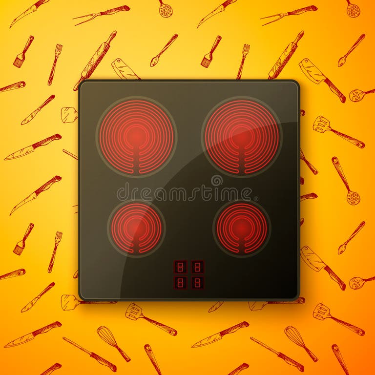 Kitchen Concept Induction Cooking Panel Stock Vector - Illustration of ...