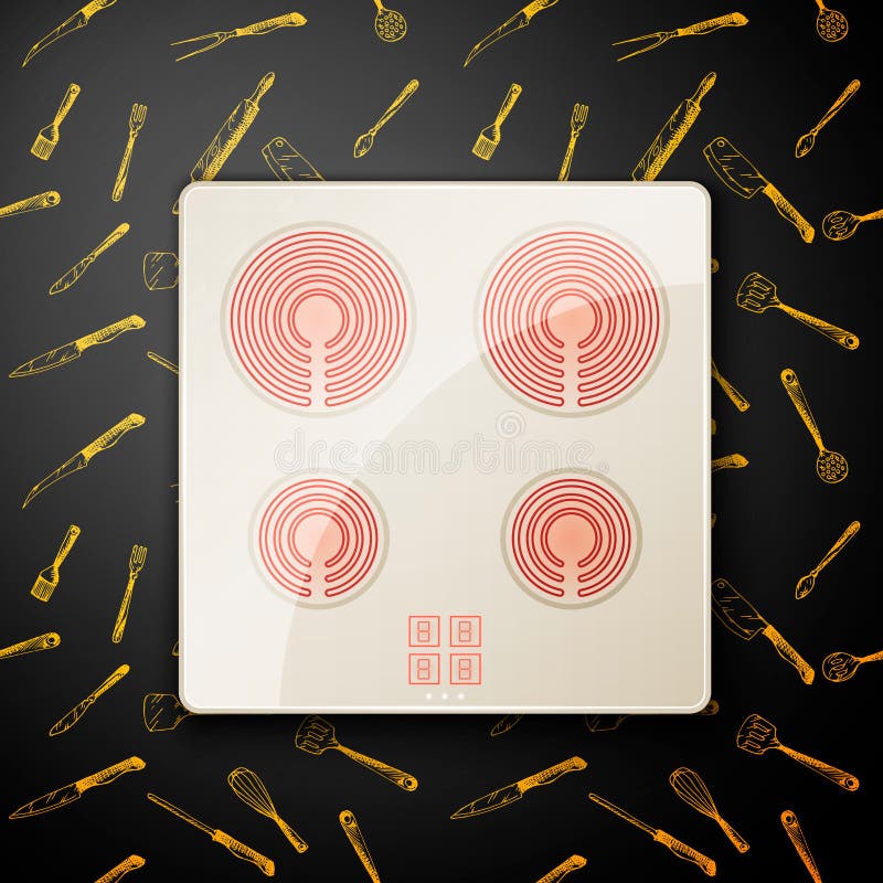 Kitchen Concept Induction Cooking Panel Stock Vector - Illustration of ...