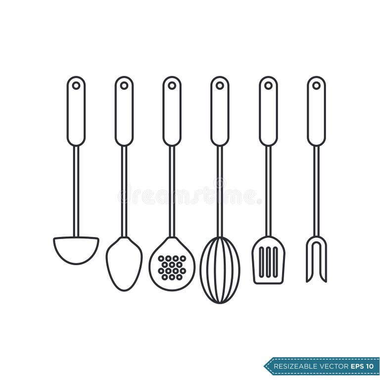 Set Kitchen Cook Utensils Icon Vector Template Illustration Design ...