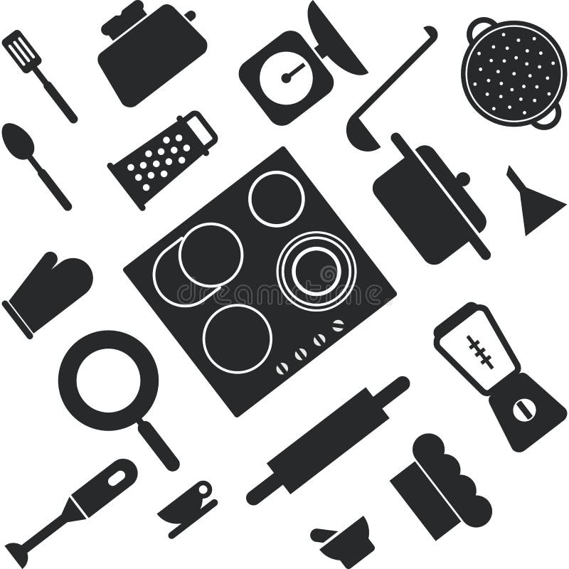 Kitchen and Cooking Icons. Flat Lay Style Stock Vector - Illustration ...