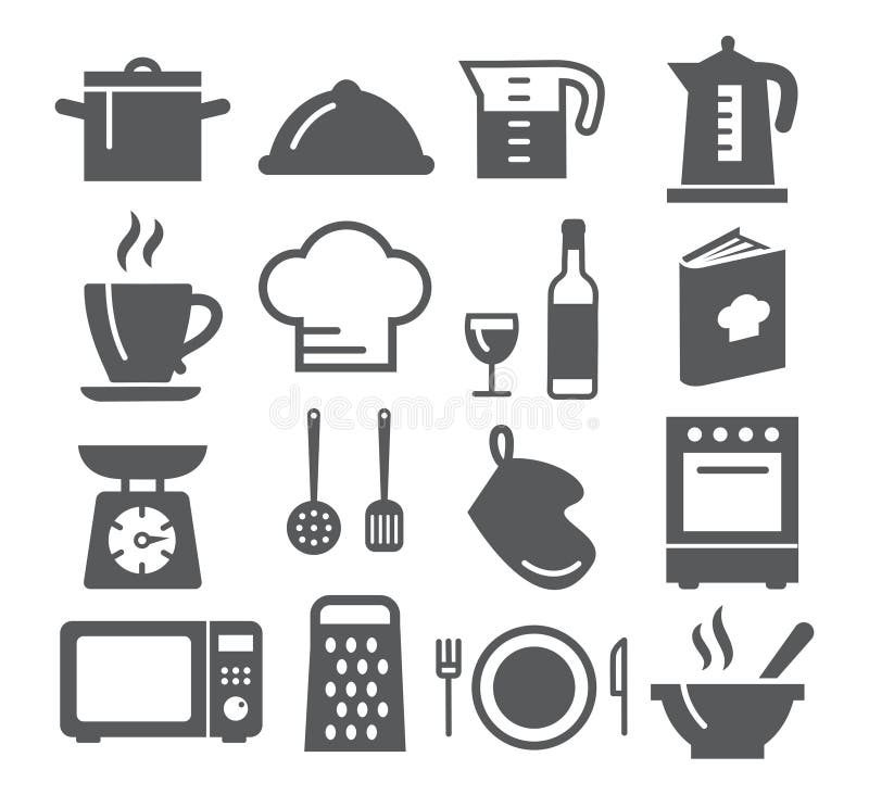 Cooking icons stock vector. Illustration of glass, bowl - 38146903