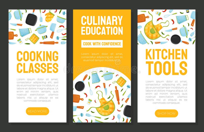 Kitchen Cooking Tools Web Banner Design Vector Template Stock Vector ...