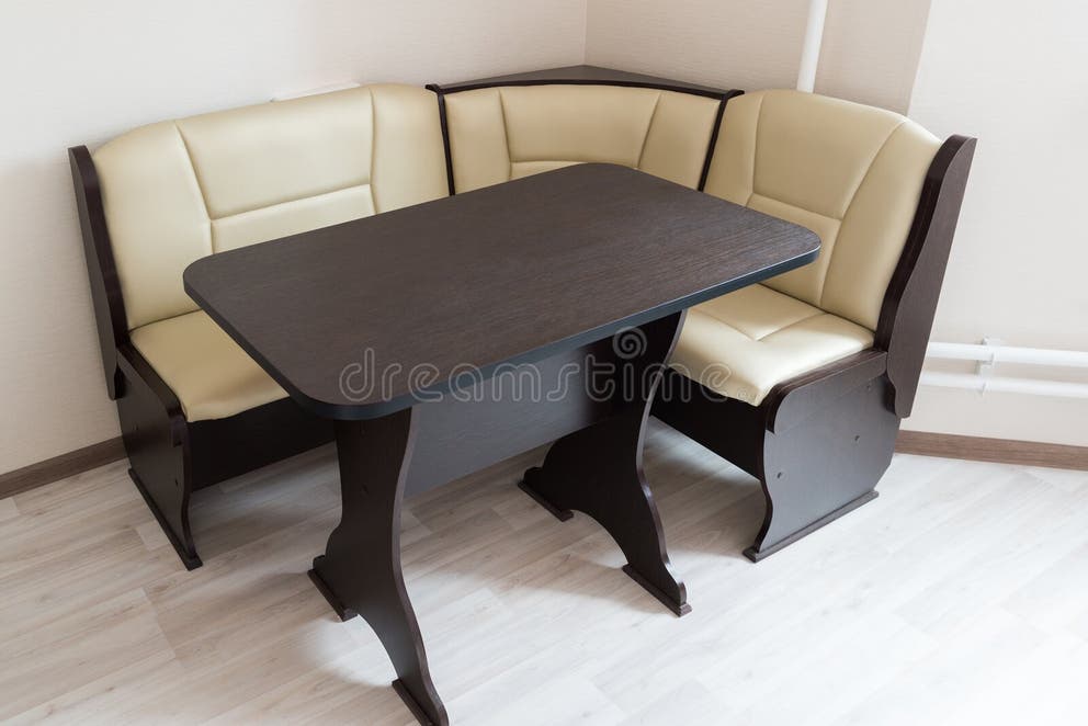 Kitchen Corner Sofa and Table in Interior Stock Photo - Image of ...