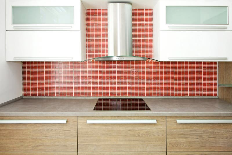 Modern red kitchen stock image. Image of architecture - 9357613
