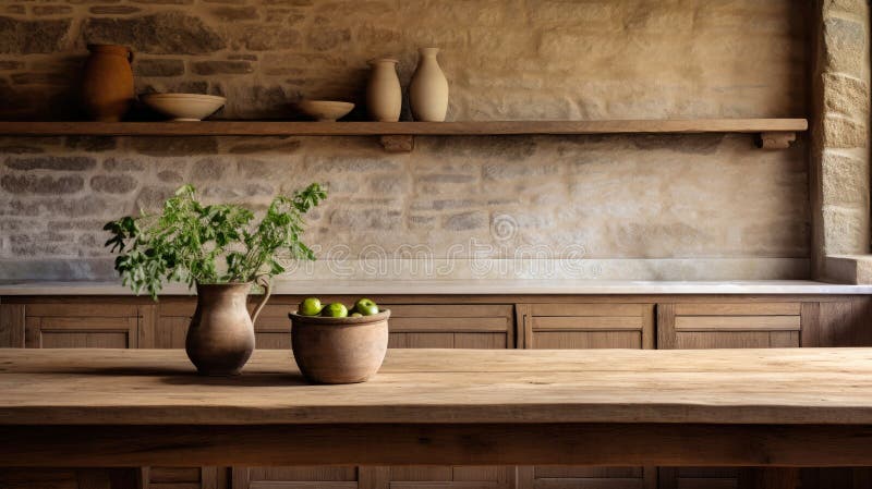 Kitchen Counter with Bowl for Country-style Home Decor. Interior of a ...