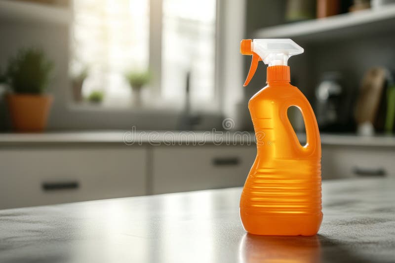 Kitchen Counter with Cleaning Liquid Bottle a Representation of ...