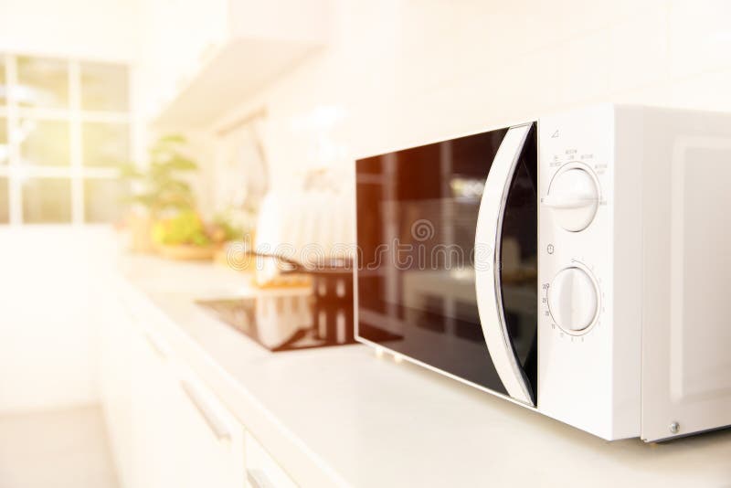 Kitchen Counter Closeup Microwave Oven Cooking Machine Stock Photo ...